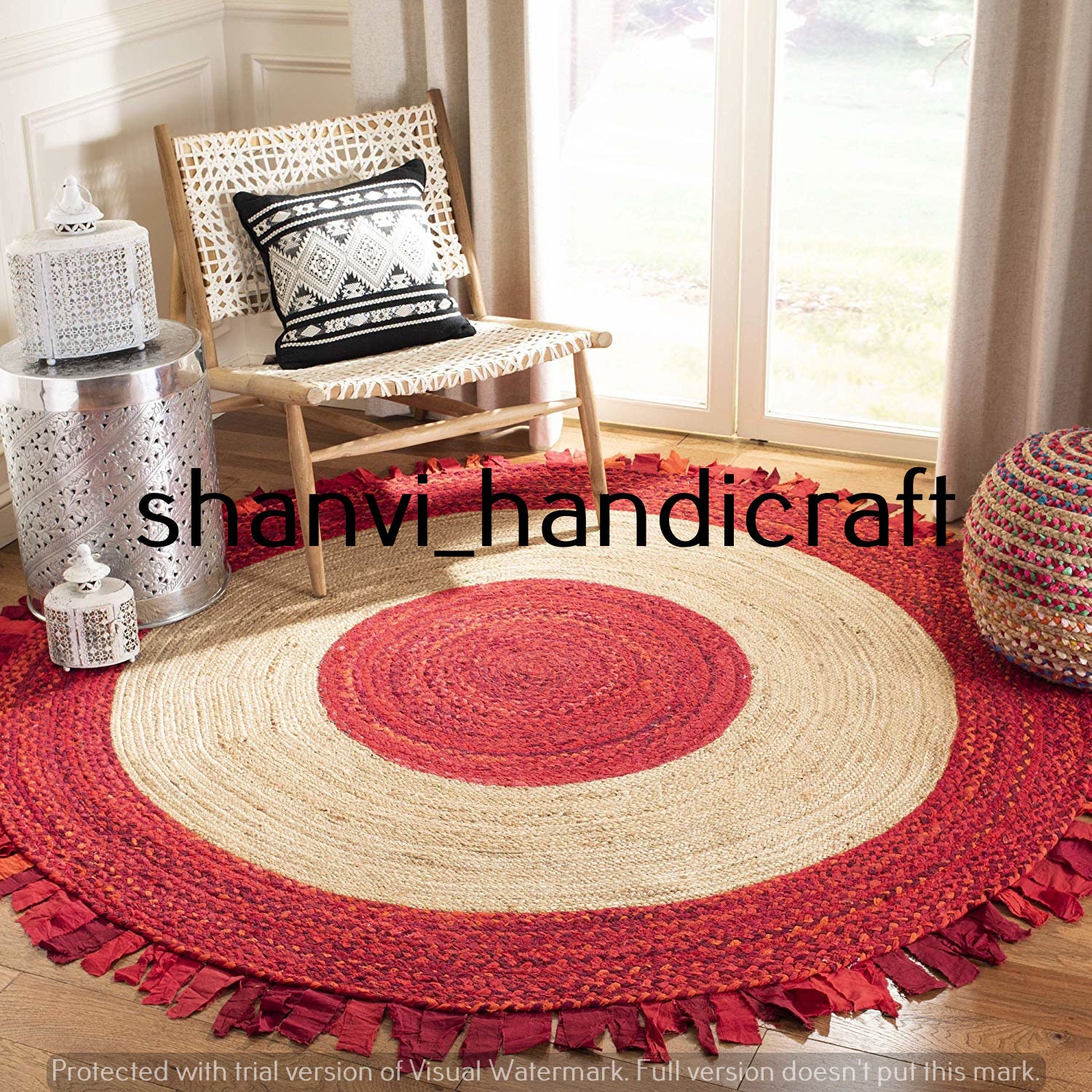 4x4 6x6 8x8 Ft. Natural Hand Made Jute Round Rug Bohemain Jute Rug ...