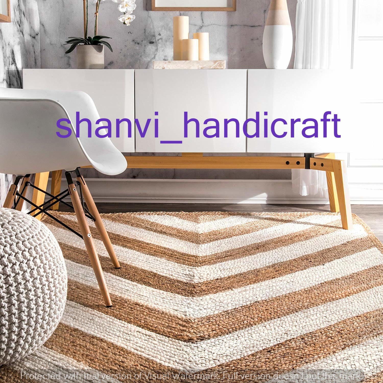 Braided Natural Indian Jute Rug Rag Beige Color Floor Decor Rugs Hand ...