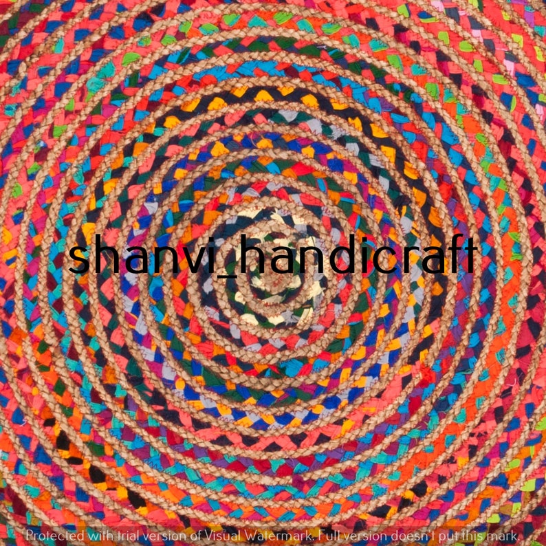 Bohemian Braided Rug Jute Cotton Indoor Indian Jute Round Rug Home ...