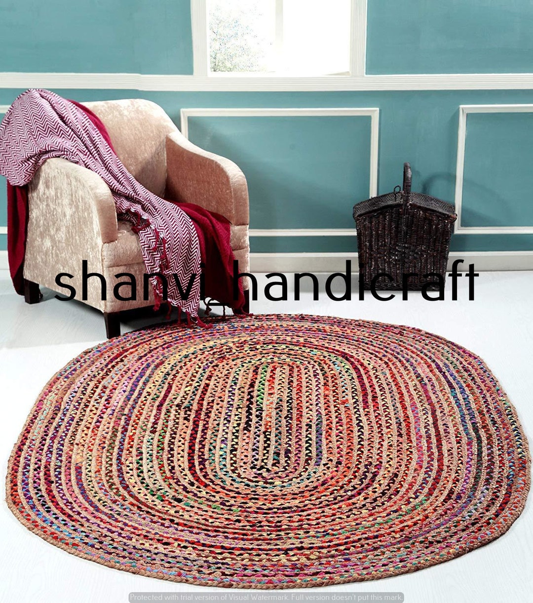 Indian Hand Braided Bohemian Cotton Chindi Area Rug Multi Color Home ...