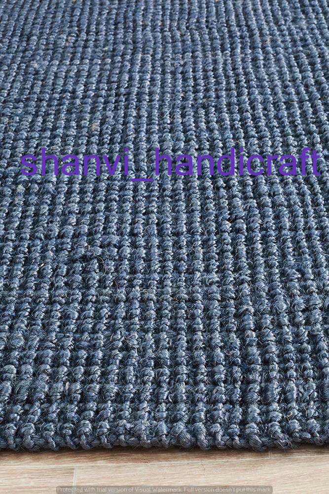 Indian Braided Jute Rug Rag Blue Color Floor Decor Rugs Hand Woven ...