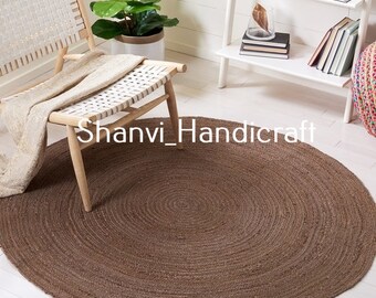 Hand Braided Bohemian Blue Color Jute Area Rug Blue Color Home Decor ...