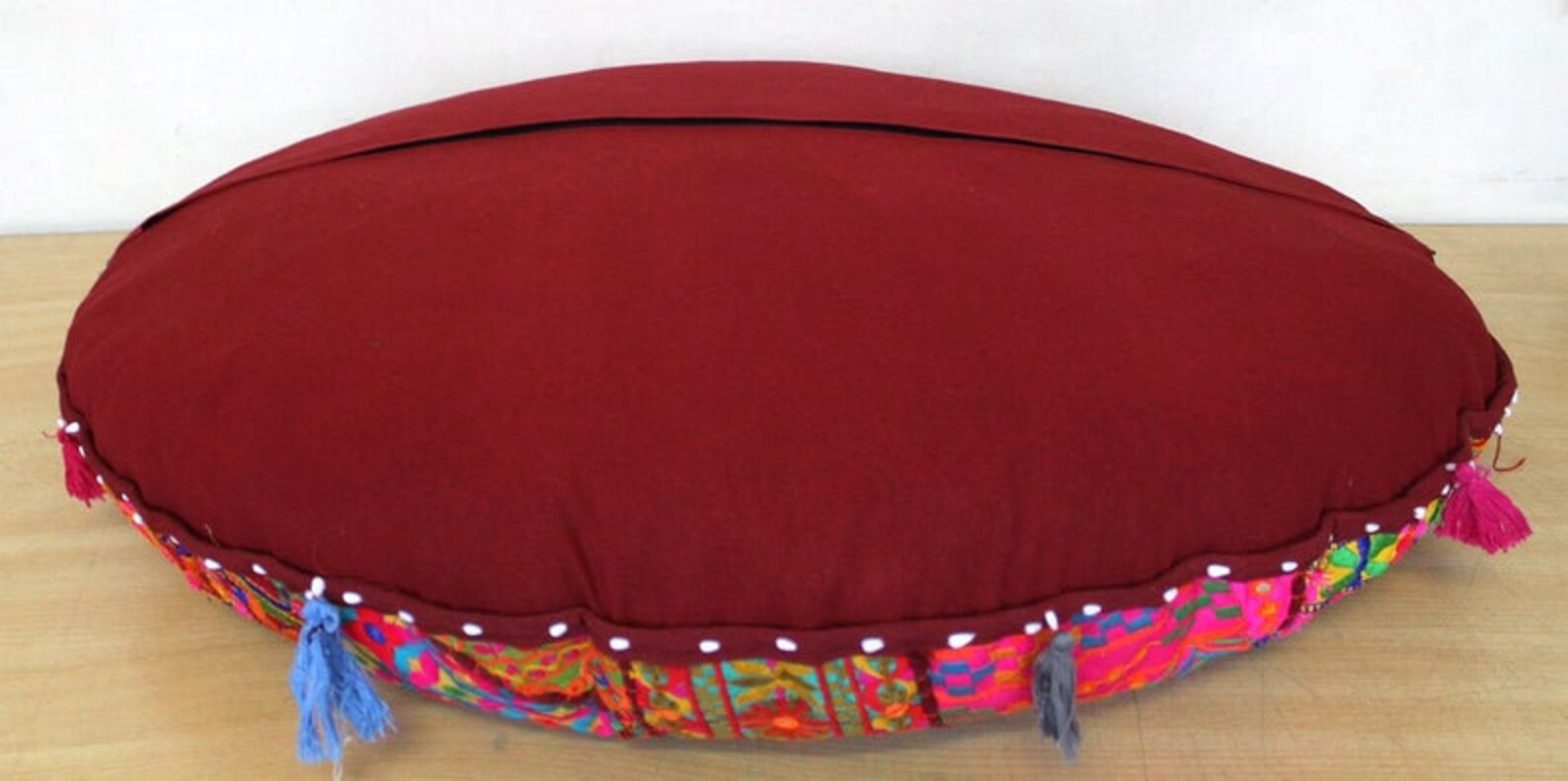 Buy Patchwork Handmade Round Cushion Cover Floor Decorative Red ...