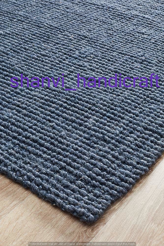 Indian Braided Jute Rug Rag Blue Color Floor Decor Rugs Hand Woven ...