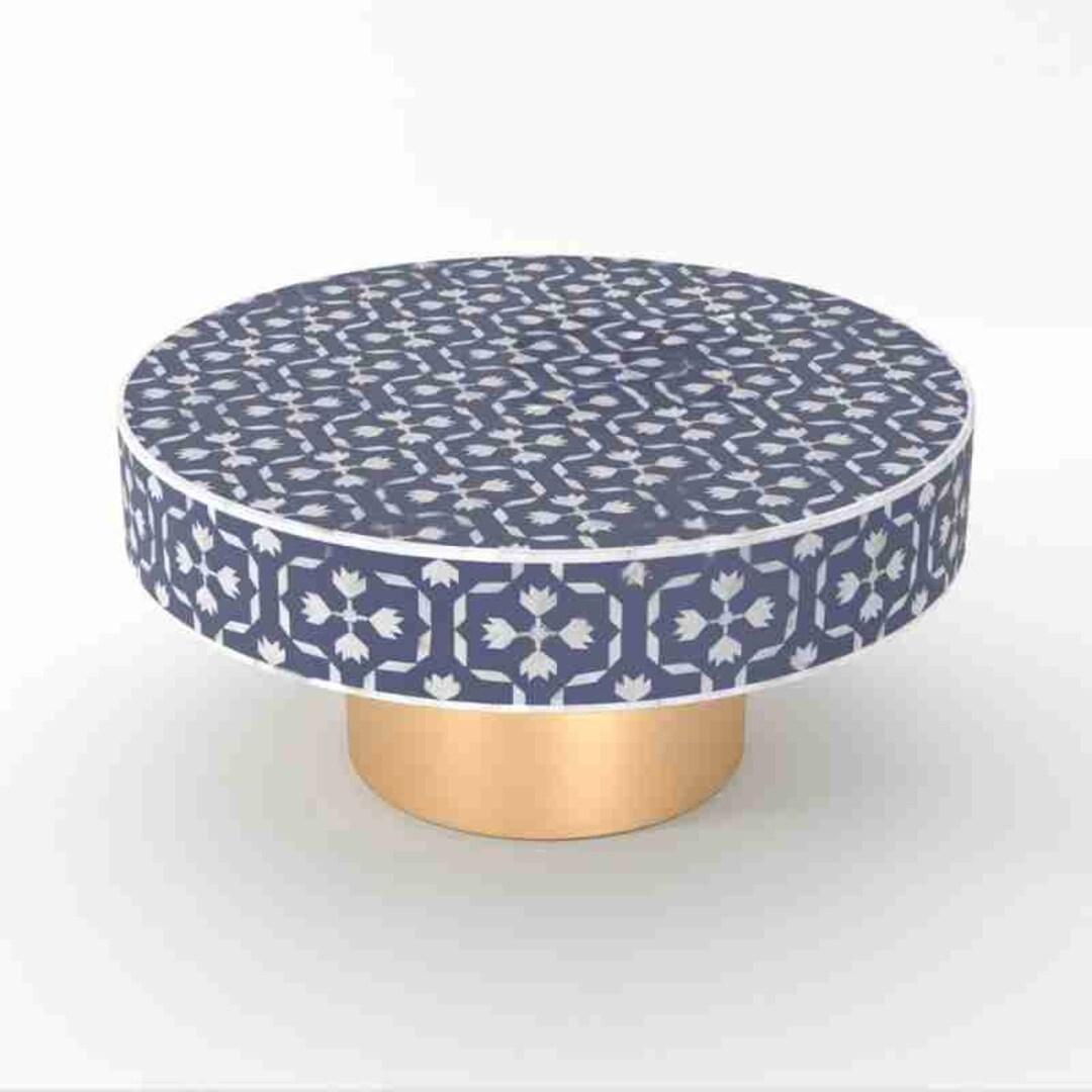 Bone Inlay Floral Design Coffee Table Blue, Bone Inlay Floral Design ...