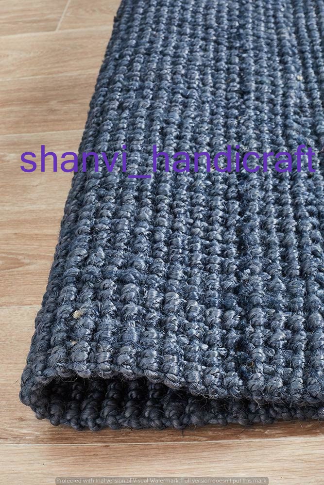 Indian Braided Jute Rug Rag Blue Color Floor Decor Rugs Hand Woven ...