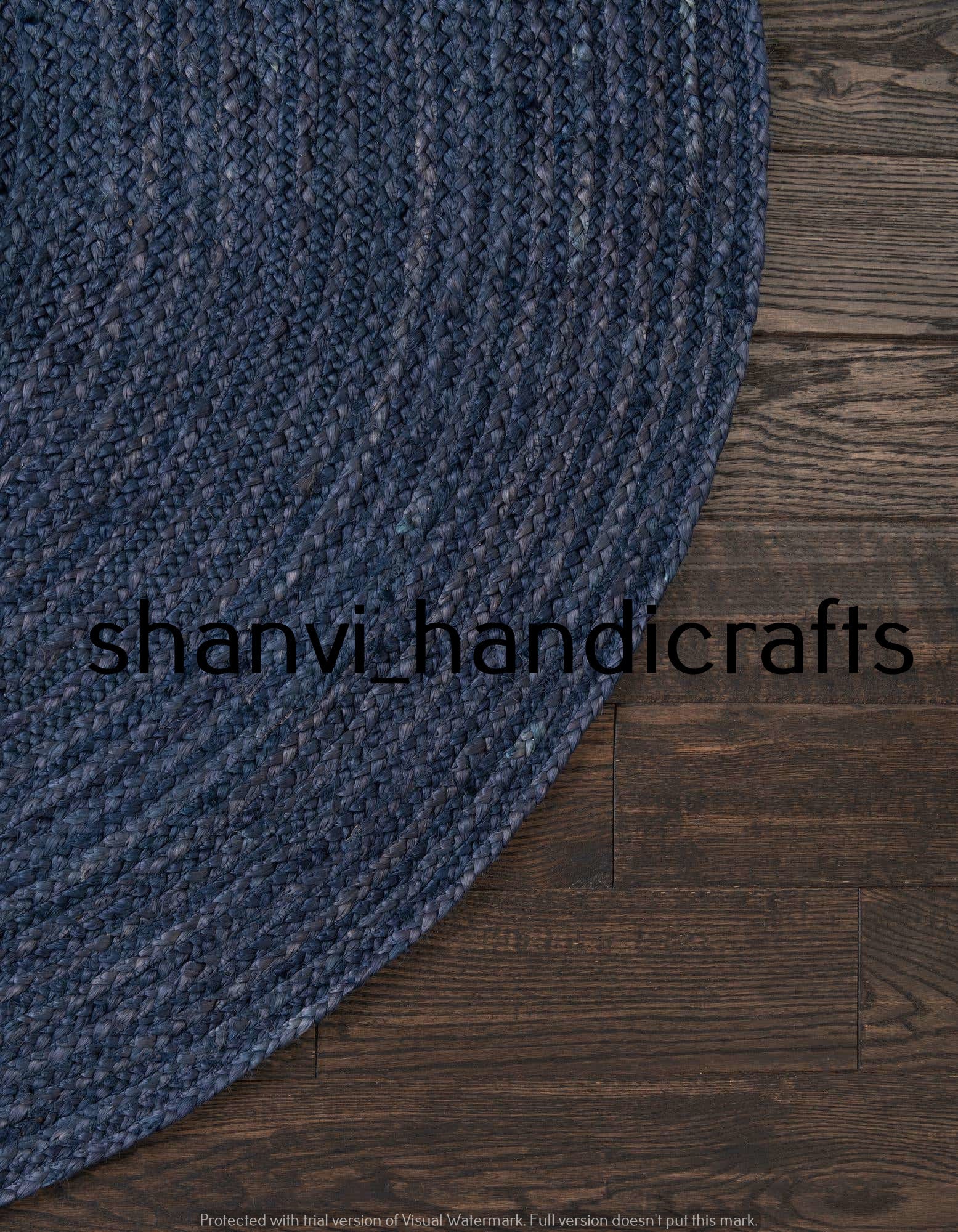 Hand Braided Bohemian Blue Color Jute Area Rug Blue Color Home Decor ...