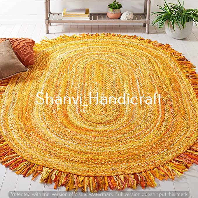 Hand Braided Oval Cotton Rug/ Custom Size Jute Rug/best Christmas Gift ...