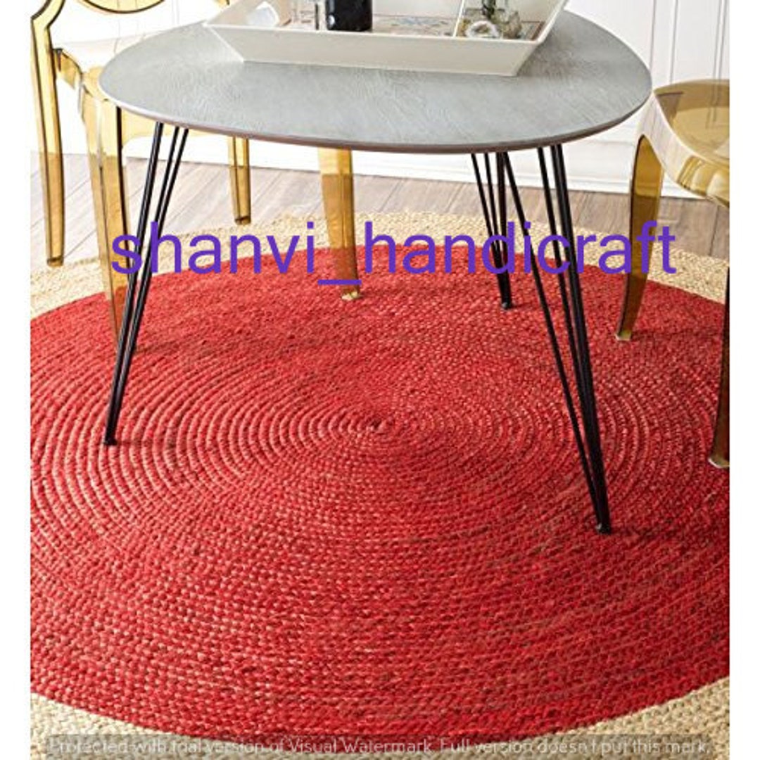 Natural Jute Round Rug Indian Braided Rug Round Floor Rug Handmade Jute ...