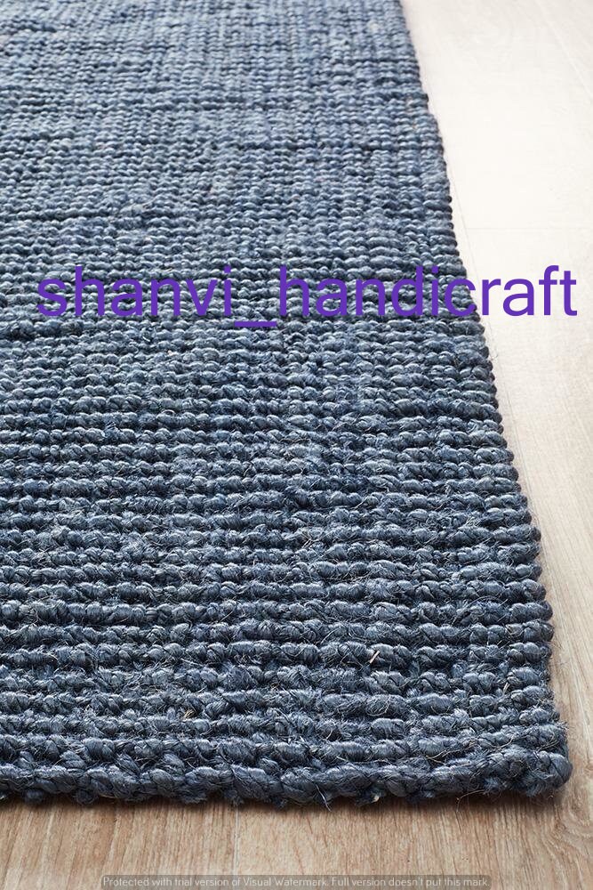 Indian Braided Jute Rug Rag Blue Color Floor Decor Rugs Hand Woven ...