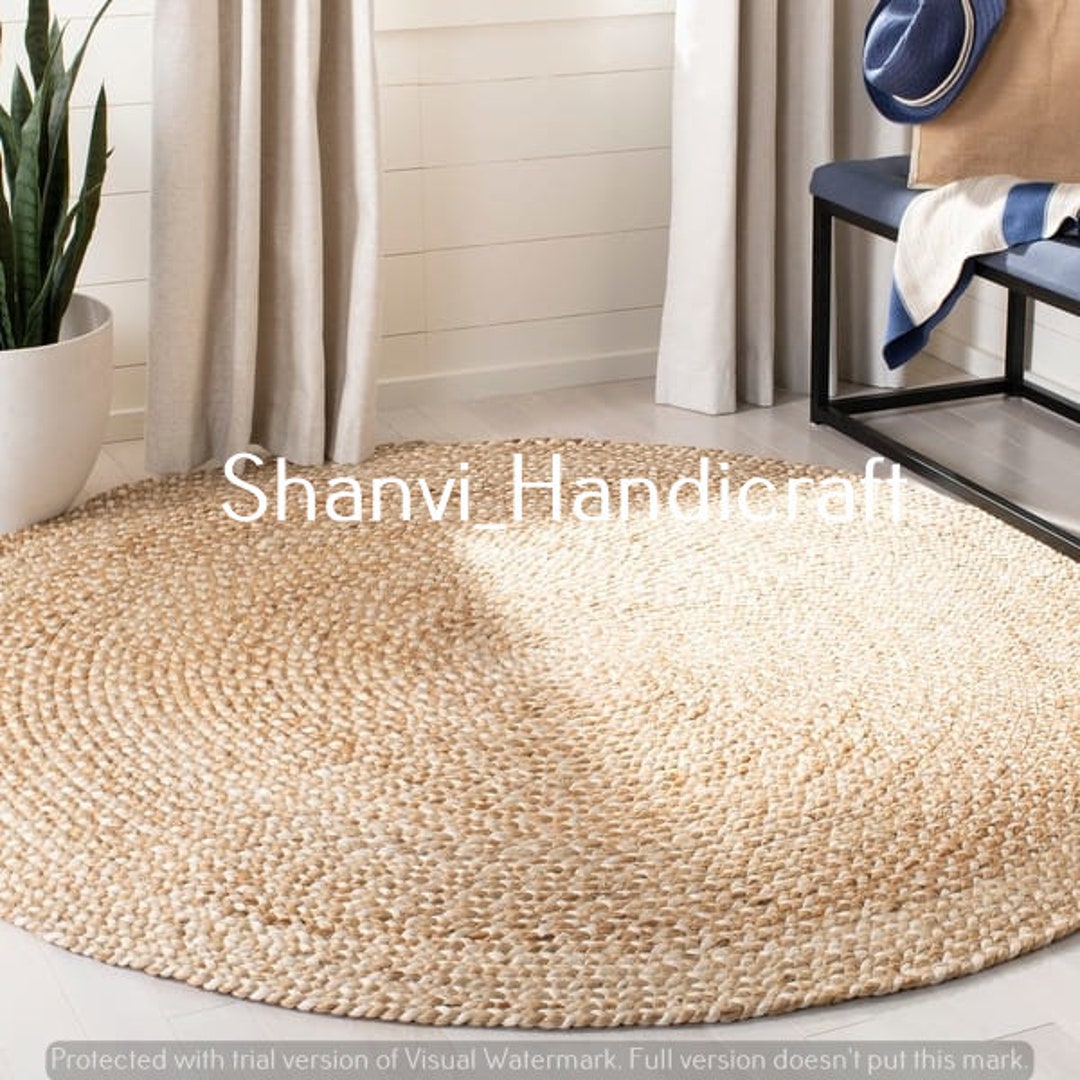 Natural Jute Hand Braided Bohemian Area Rug Handcrafted Home Decor Rugs ...
