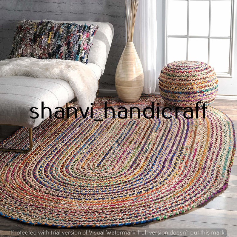 Indian Hand Braided Bohemian Cotton Chindi Area Rug Multi Color Home ...
