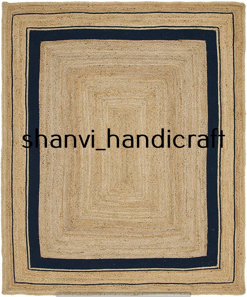 2x2, 3x3, 4x4, 5x5, 6x6, 7x7 and 8x8 Hand Braided Square Jute Rug Rag ...