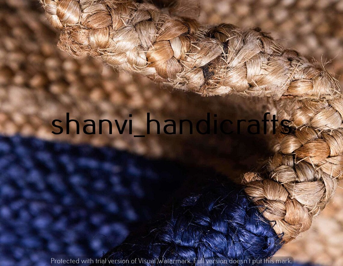 Handwoven Indian Bohemian Braided Jute Runner Rug Area Rug Blue & Beige ...