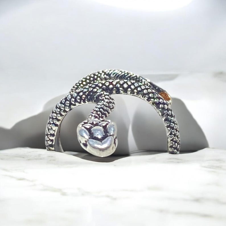 Silver Snake Wrap Ring | Adjustable Boho Gothic Jewelry for Women Men ...