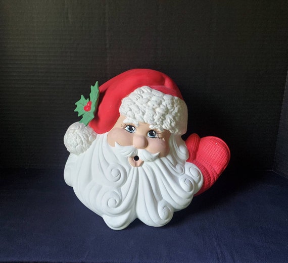 Large Vintage Ceramic Santa Claus Head Home Decor Christmas | Etsy