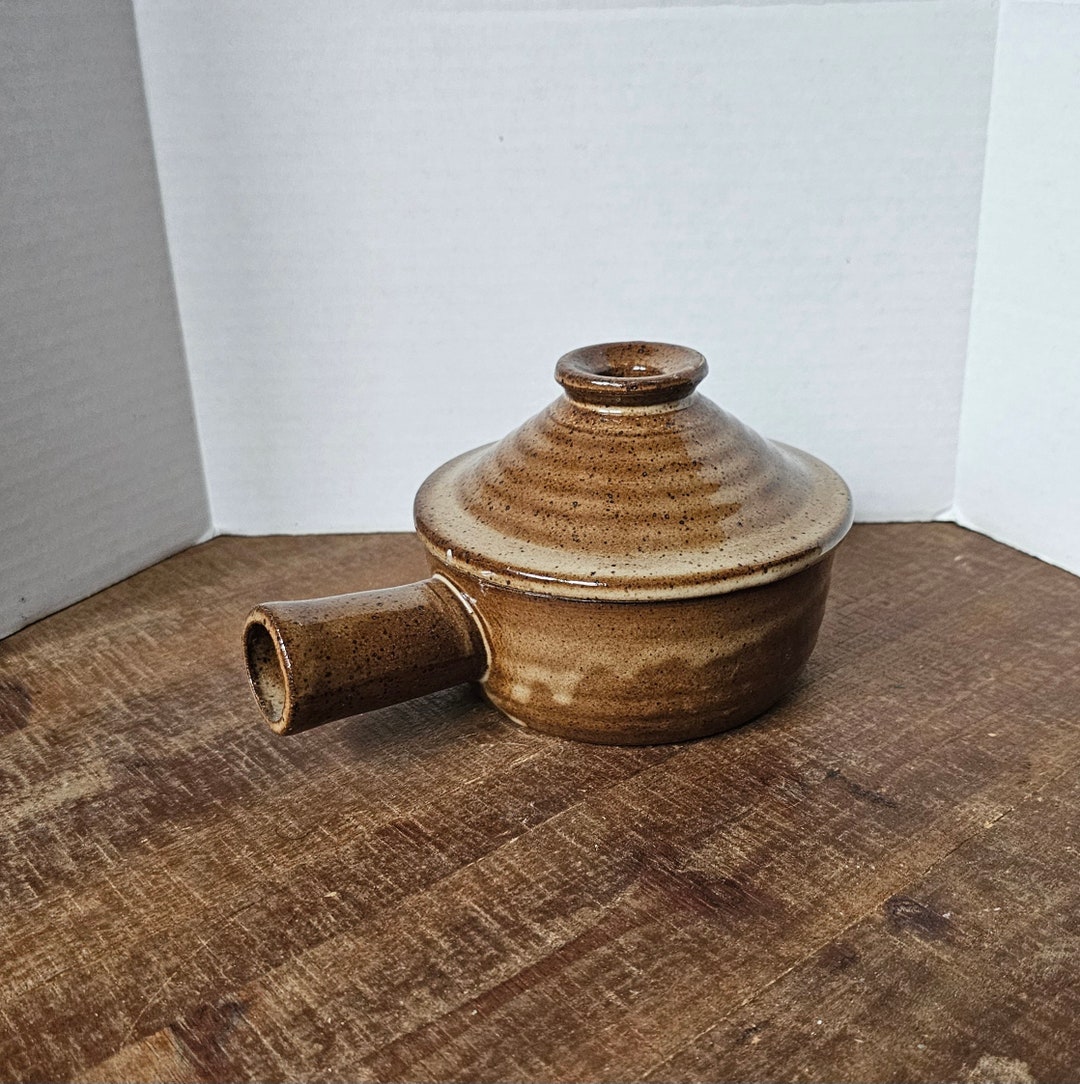 Vintage Rustic Stoneware Steamer Pot With Lid & Handle - Small Covered ...