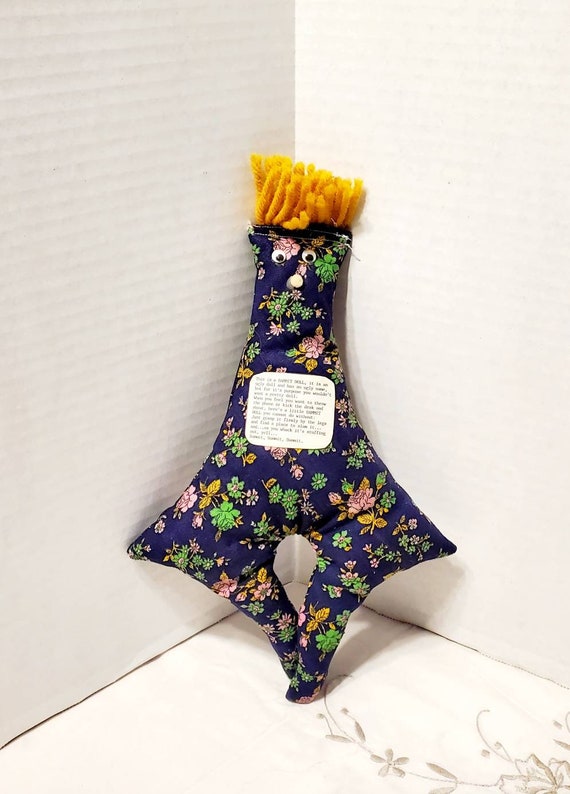 Stuffed Navy Blue Floral Pattern 13 Dammit Doll | Etsy