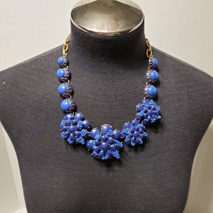 J Crew Blue Flower Statement Necklace - Etsy