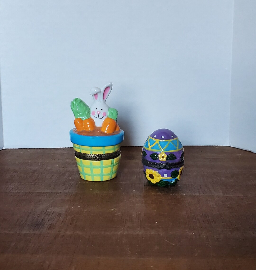 Adorable Set of 2 Bunny Rabbit Easter Egg Trinket Boxes Keepsake Box - Etsy