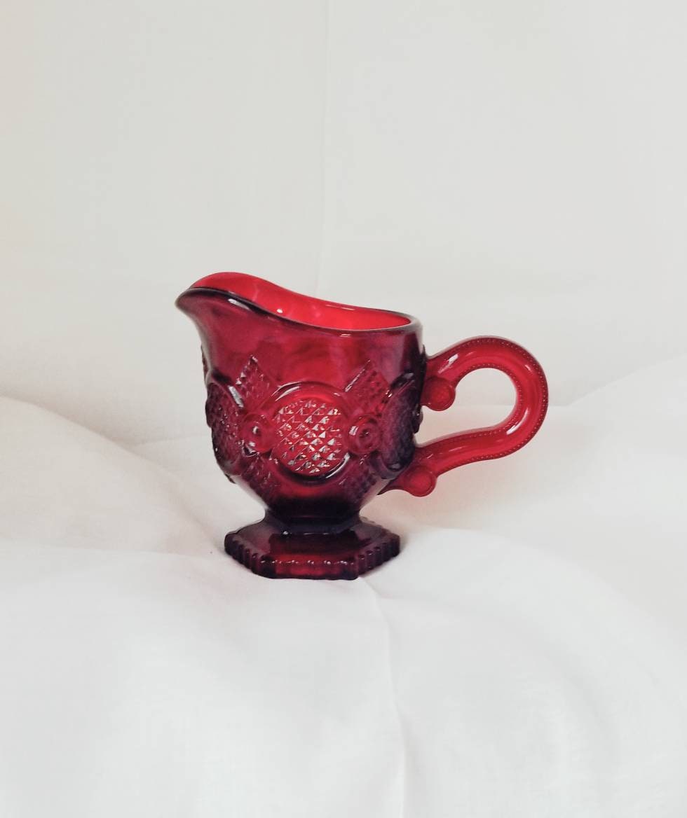 Avon Cape Cod Ruby Red Glass Creamer - Etsy