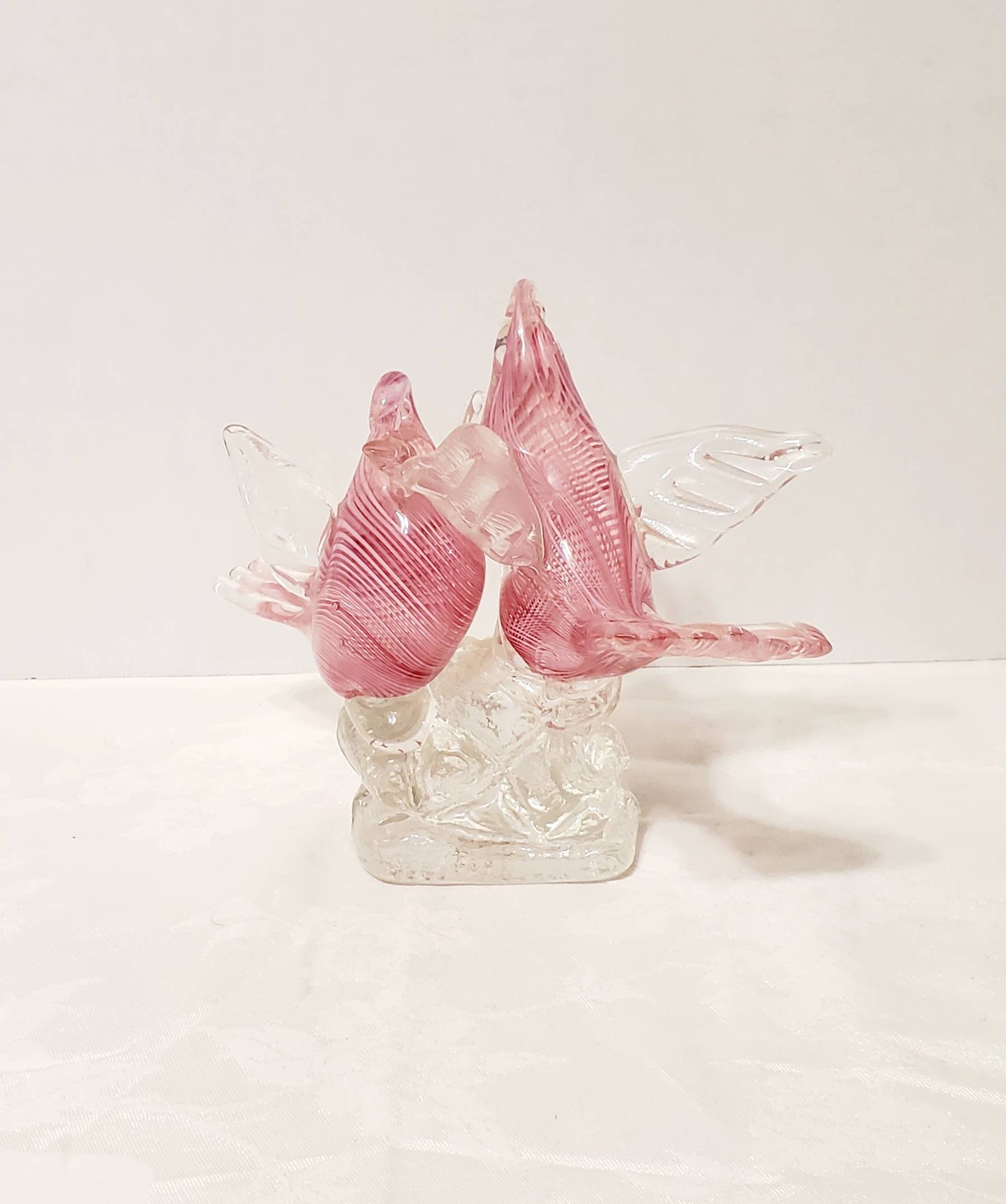 Murano Pink Swirl Glass Bird Statue - Etsy