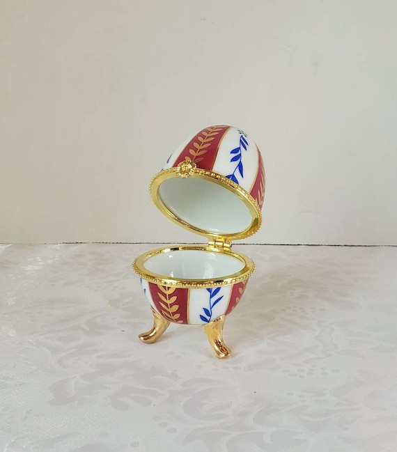 AYNSLEY Porcelain Egg Shaped Jewelry Box Trinket Box … - Gem