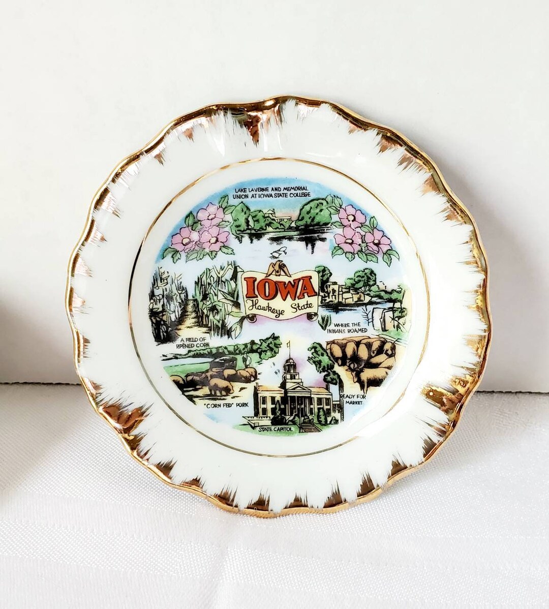 Vintage State of Iowa 3.5" Souvenir Plate - Set of 5 - Etsy