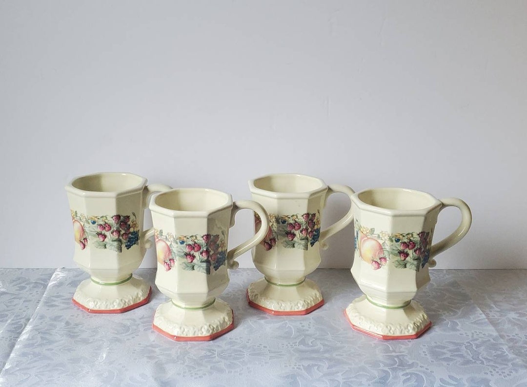 Avon Sweet Country Harvest Pedestal Mugs - Set of 4 - Etsy