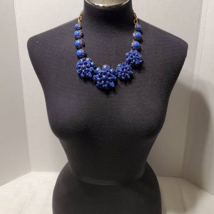 J Crew Blue Flower Statement Necklace - Etsy