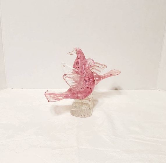Murano Pink Swirl Glass Bird Statue - Etsy