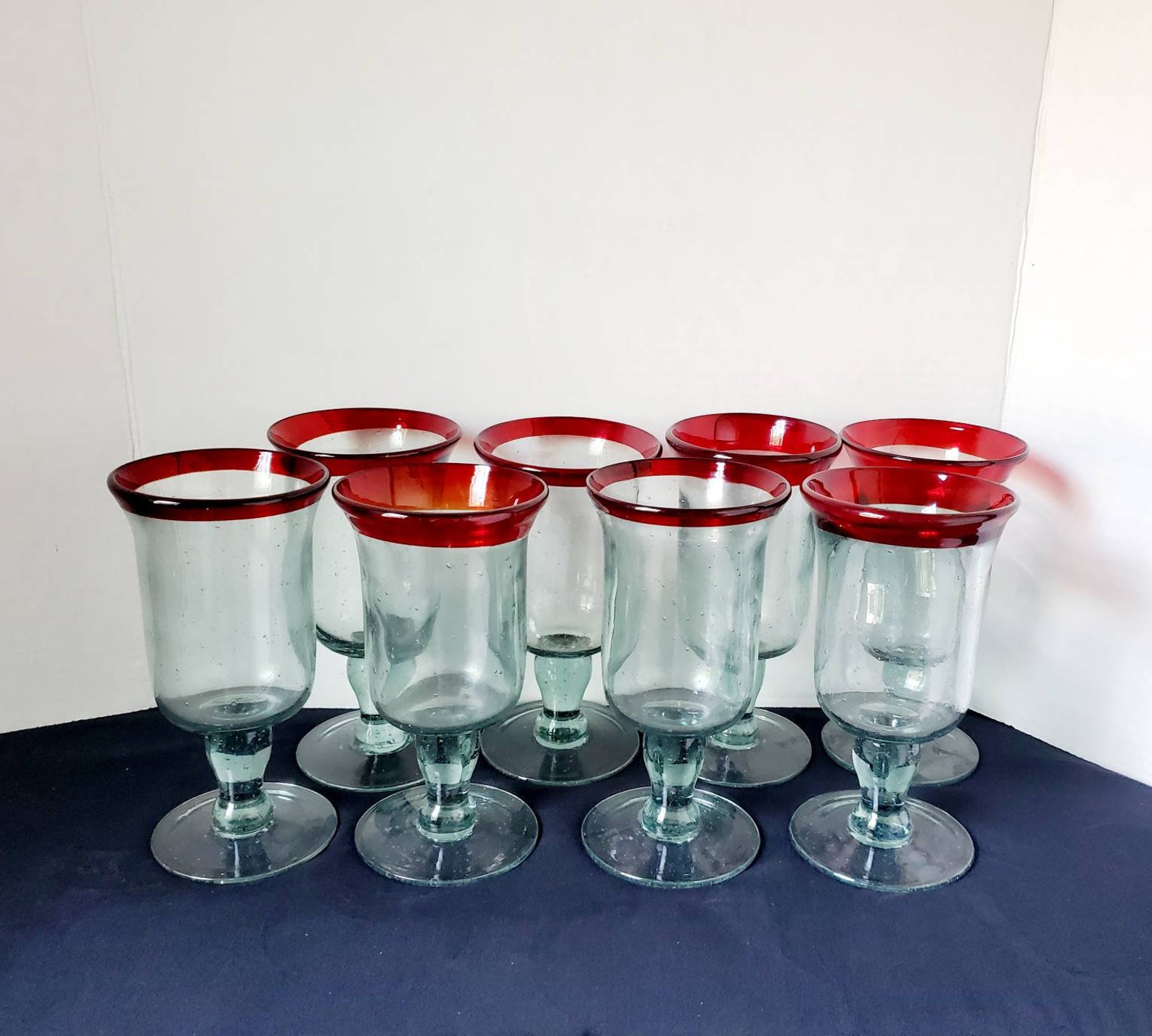 Vintage 1 Source Inc Hand-blown Ruby Red Rimmed Glassware Goblets - Set ...