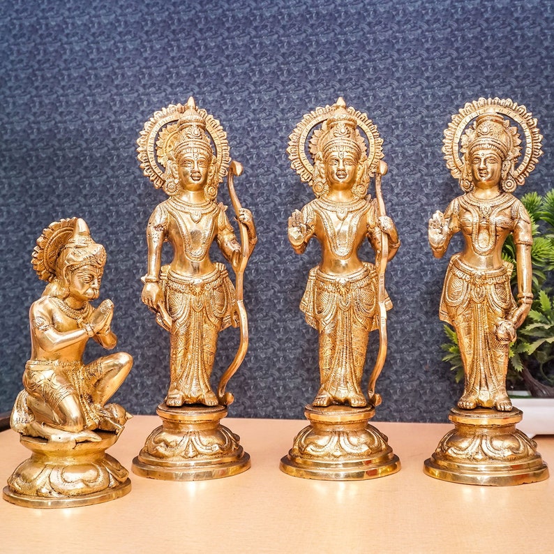 Brass Ram Darbar Statue, Ram Sita Laxman Hanuman Idol, Hindu God ...