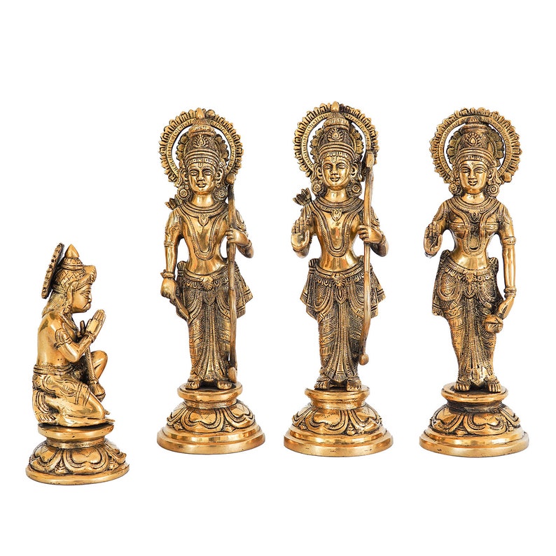 Brass Ram Darbar Statue, Ram Sita Laxman Hanuman Idol, Hindu God ...