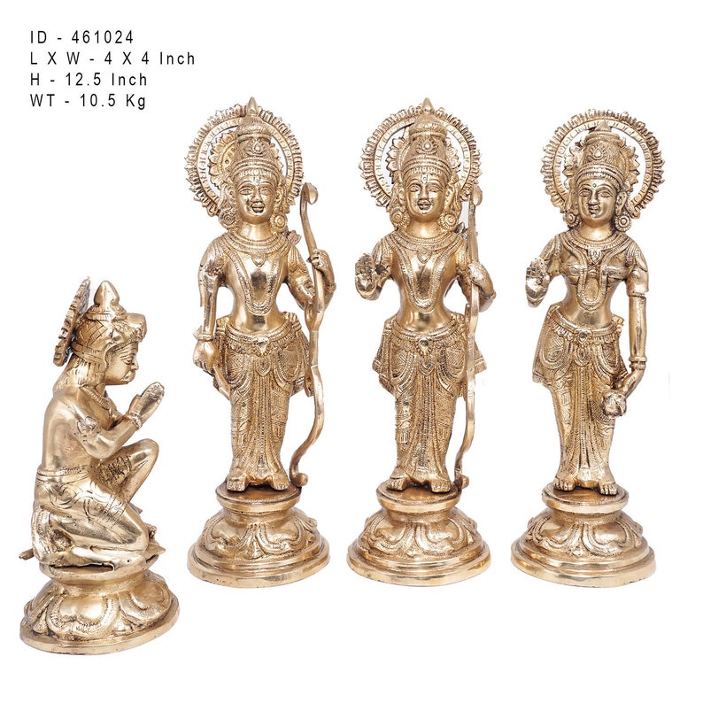 Brass Ram Darbar Statue, Ram Sita Laxman Hanuman Idol, Hindu God ...