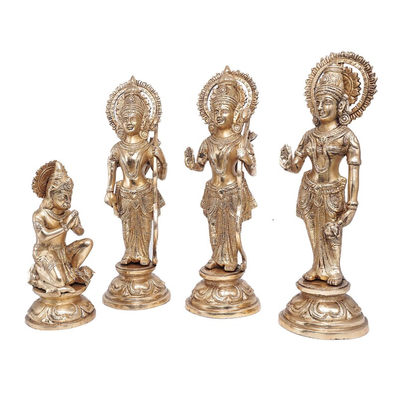 Brass Ram Darbar Statue, Ram Sita Laxman Hanuman Idol, Hindu God ...