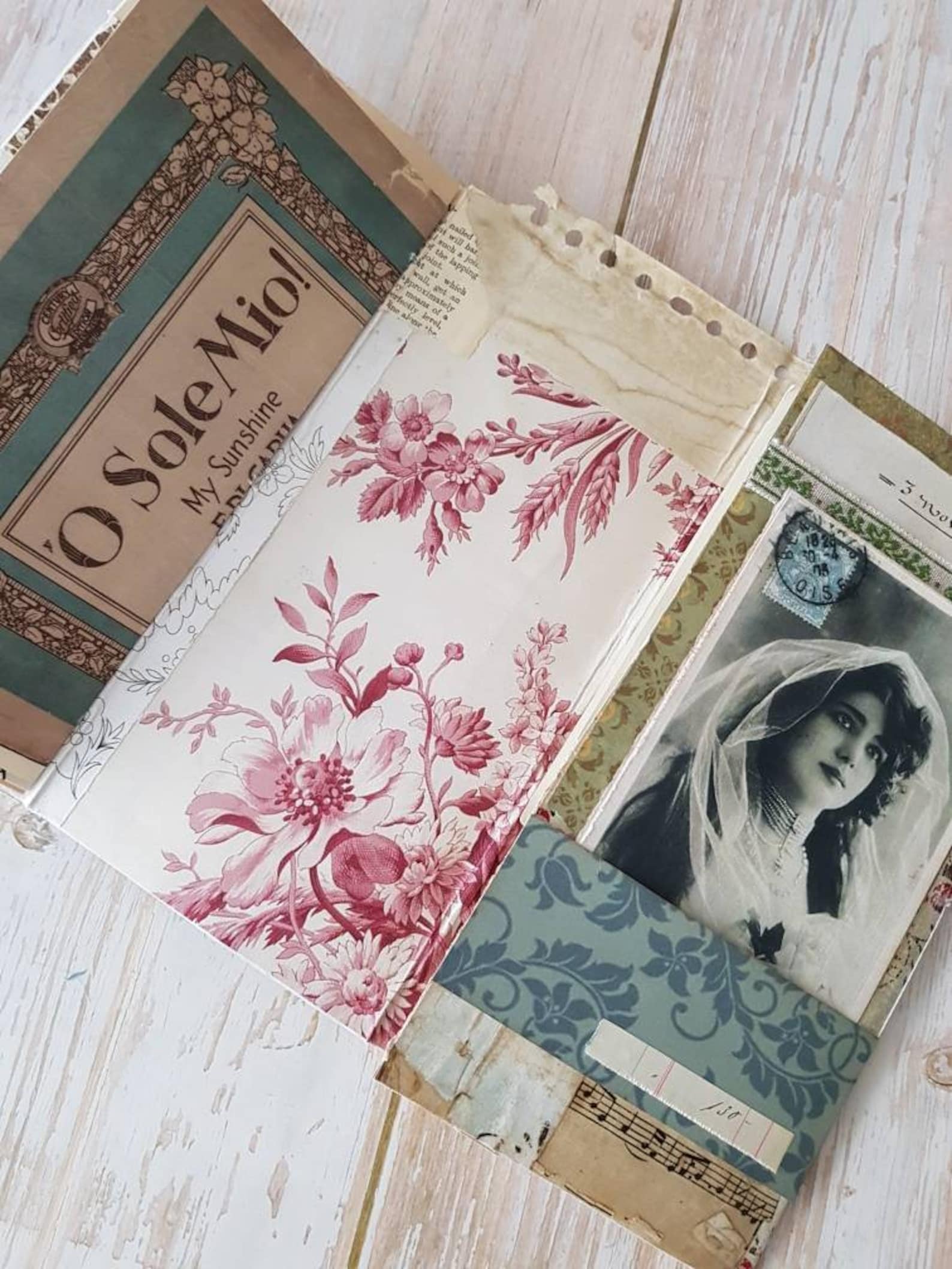 Flip Flop Journal Vintage Digital Collage Junk Traveler's Notebook - Etsy