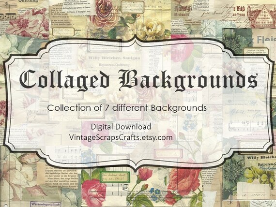 Collaged Backgrunds Set 7 Backgrounds Digital Download - Etsy
