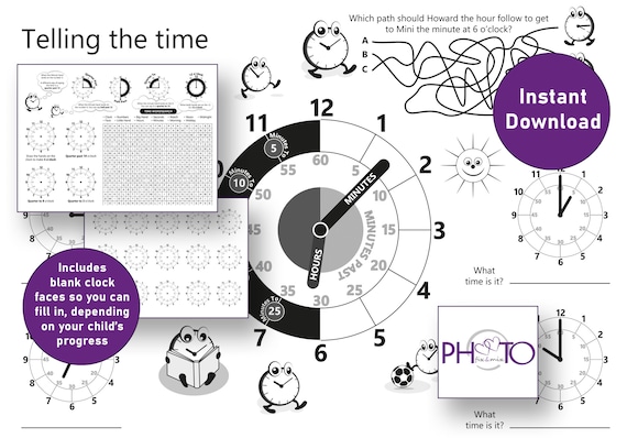 Telling the Time Includes Time Word Search Printable | Etsy
