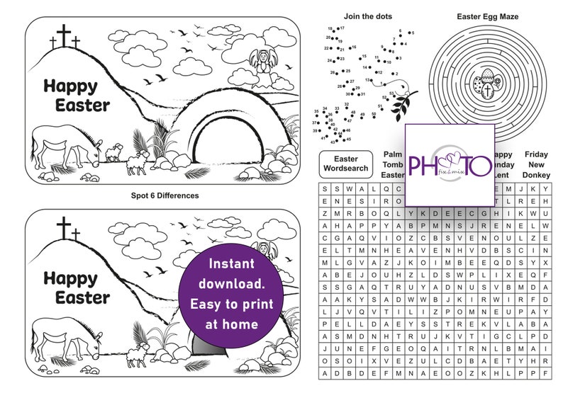 Easter Activity Print With Puzzles, Includes Spot the Difference, Word ...