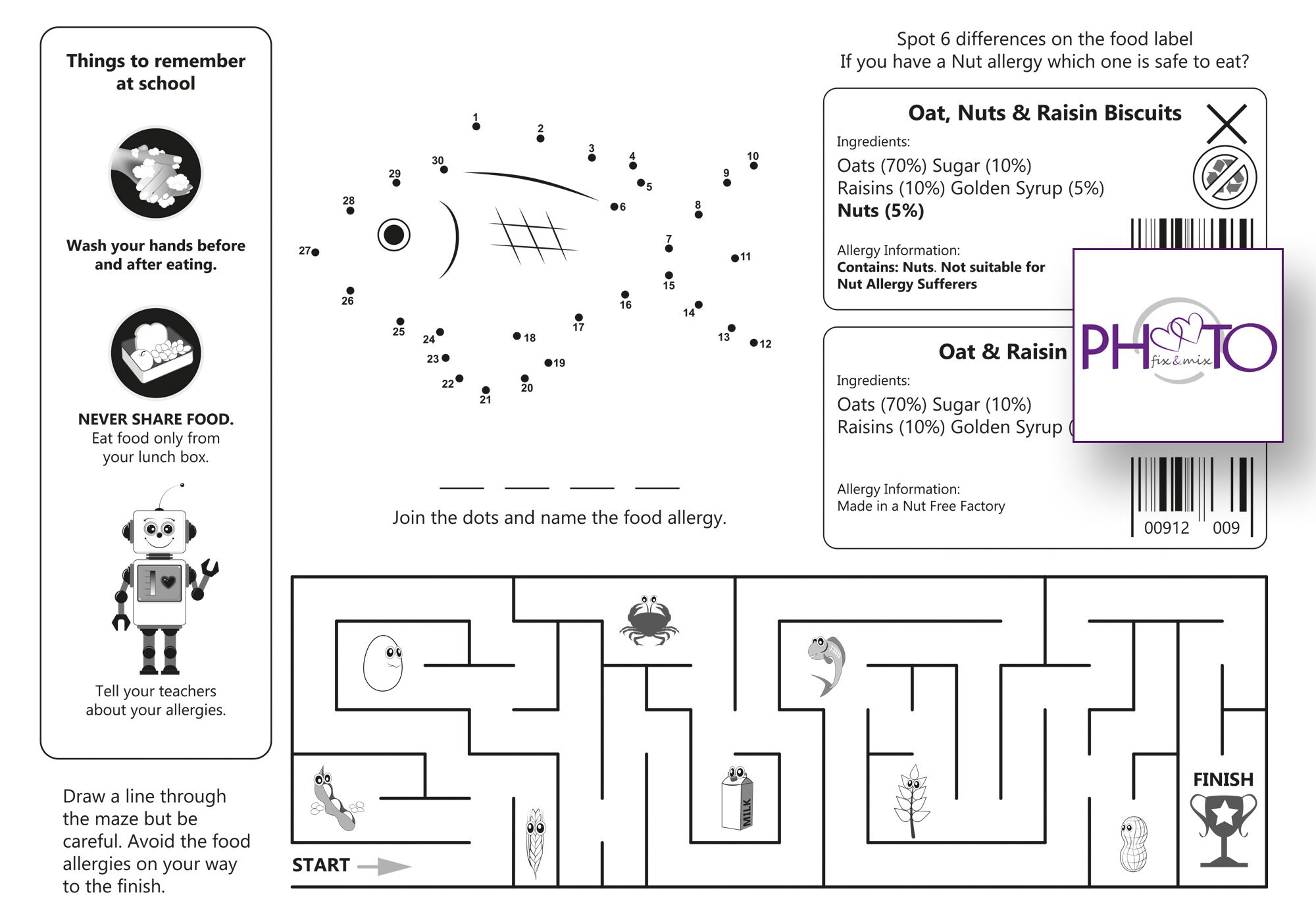 Allergy Fun Activity Puzzles to Introduce Food Allergies, Includes Word ...