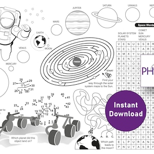 Printable Space Activity, Solar System Maze & Colouring, Educational ...