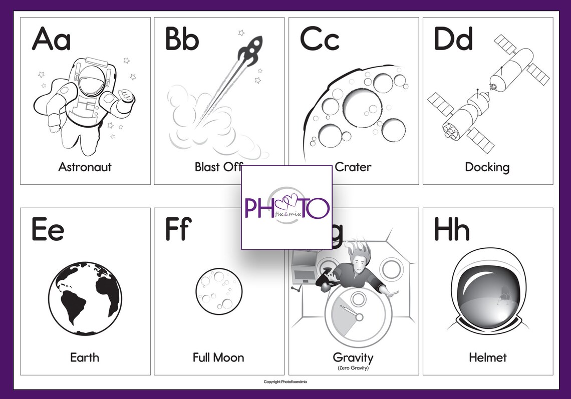 Space Flashcards, Alphabet Printable Flashcards Instantly Downloadable ...