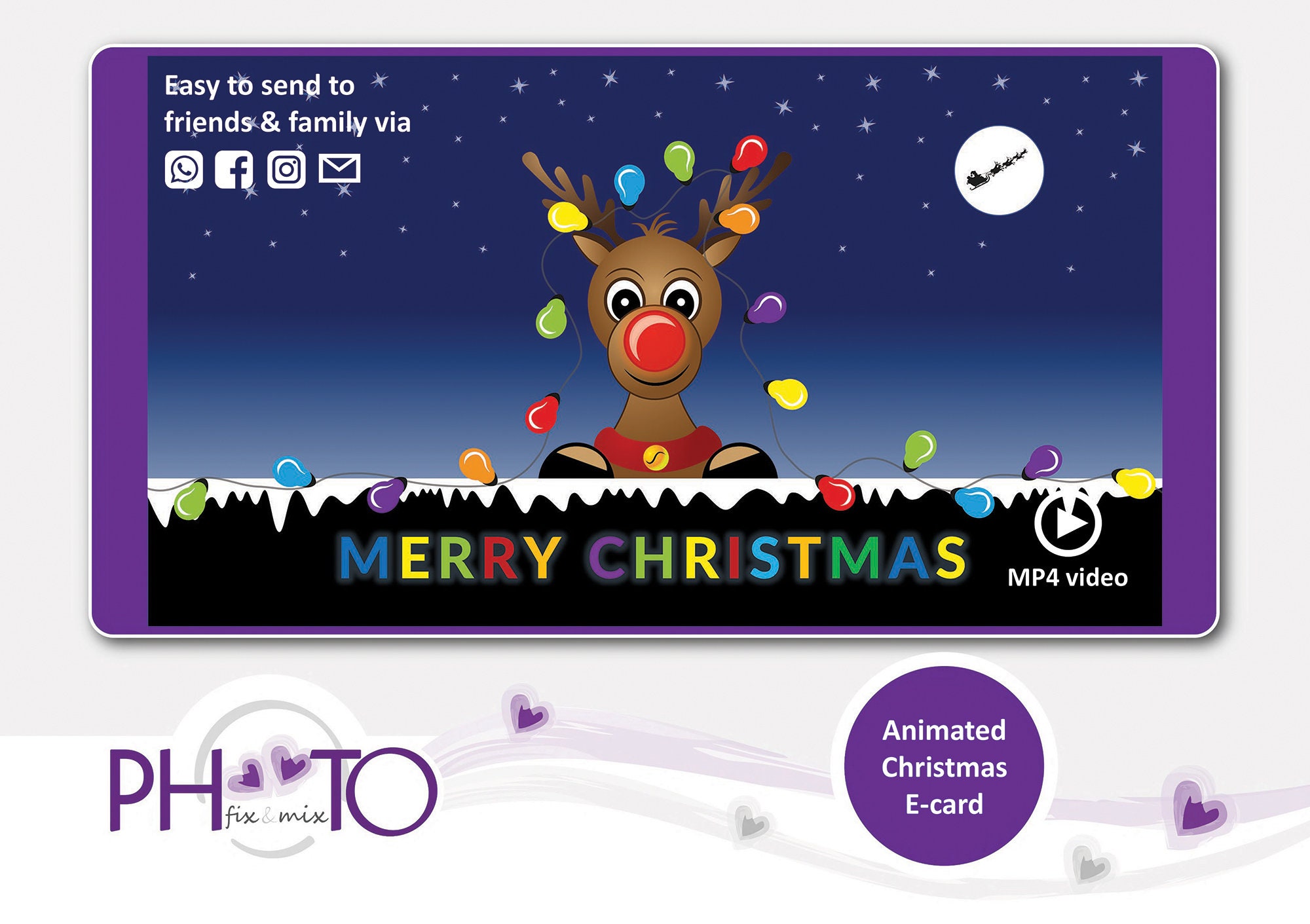 Merry Christmas Animated E-card, MP4 Digital Greeting. - Etsy UK