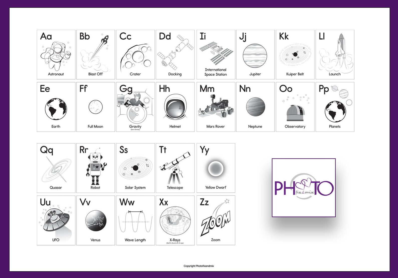 Space Flashcards, Alphabet Printable Flashcards Instantly Downloadable ...