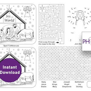 Nativity Activity Print With Puzzles, Includes Spot the Difference ...