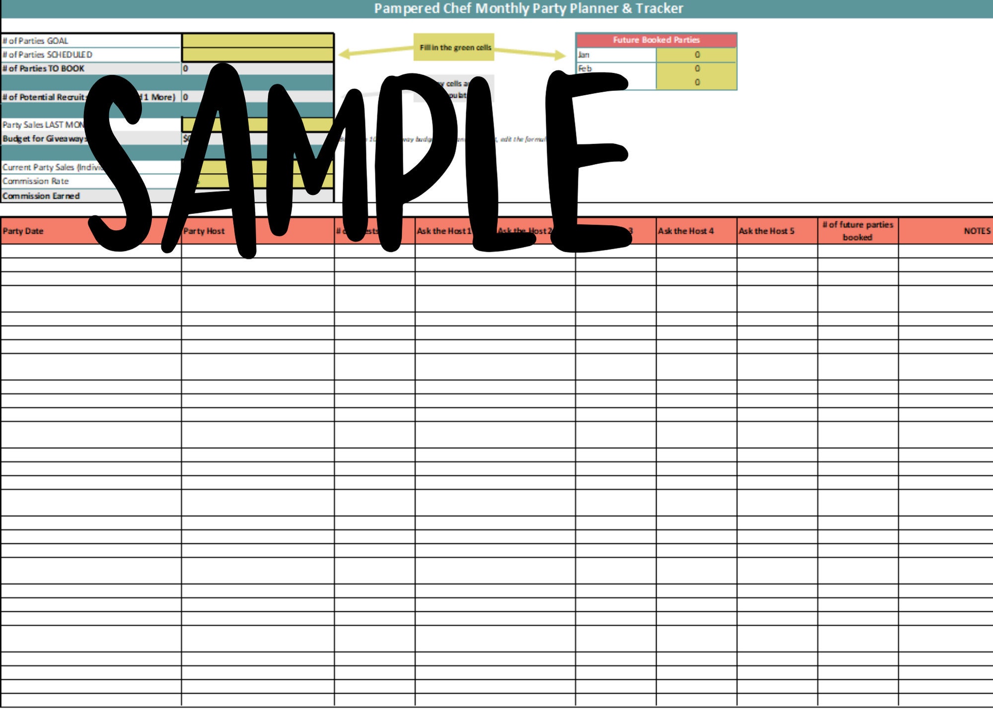 Digital Pampered Chef Party Tracker spreadsheet - Etsy