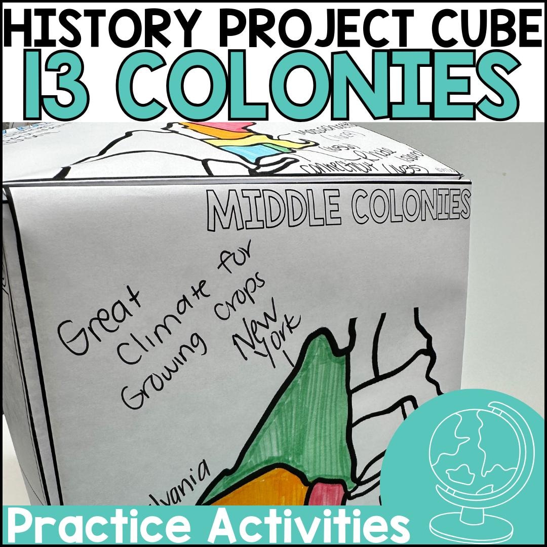 13 Colonies - 3D Project Cube - American Revolution History Activity ...