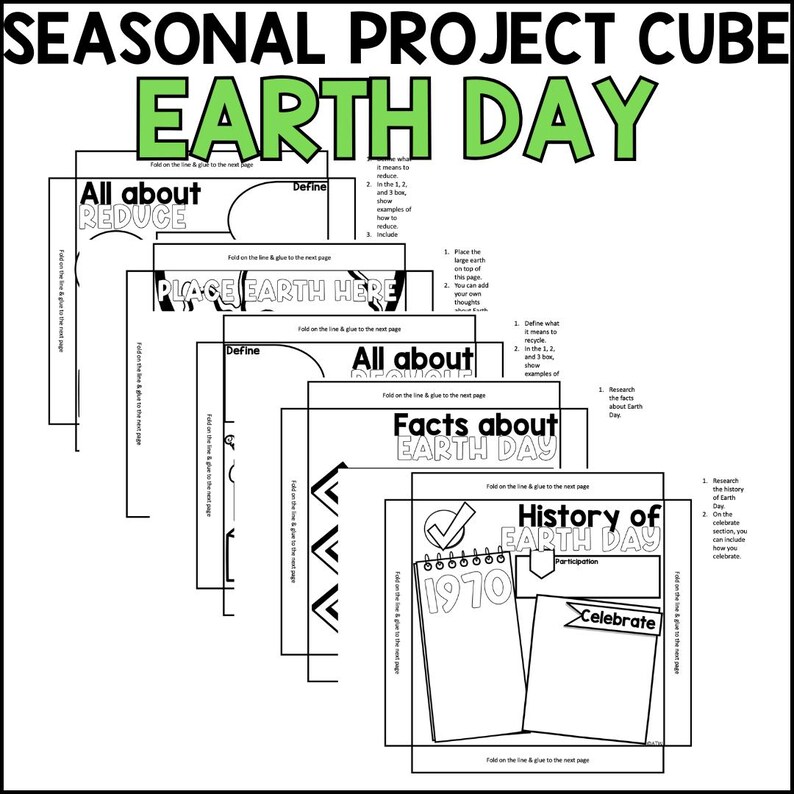 Earth Day Craft - 3D Project Cube *april Craftivity* Research Project ...