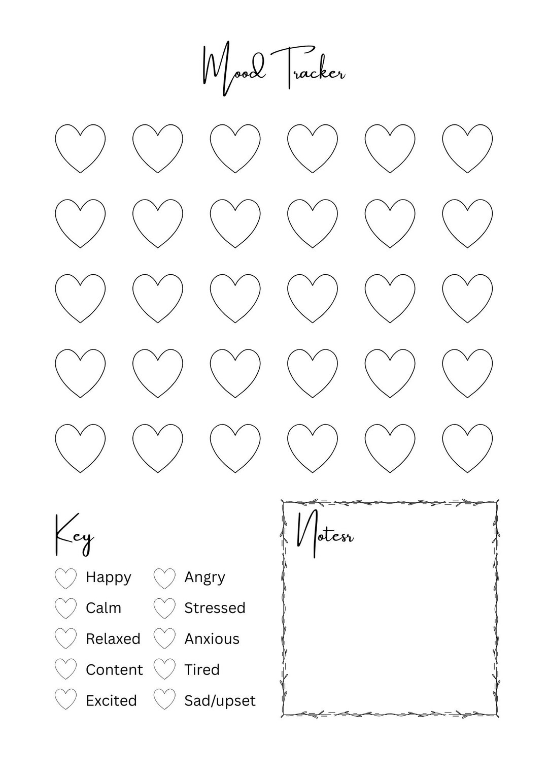 Printable Mood Tracker. - Etsy